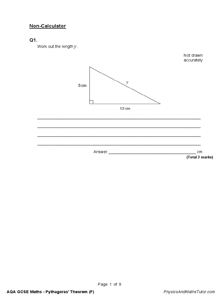 Pythagoras' Theorem (F) QP | PDF | Triangle Geometry | Elementary Mathematics