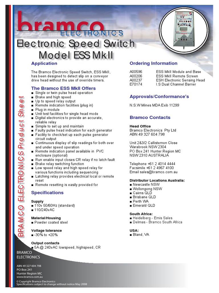 Bramco ESS MK2 Datasheet May08 | PDF