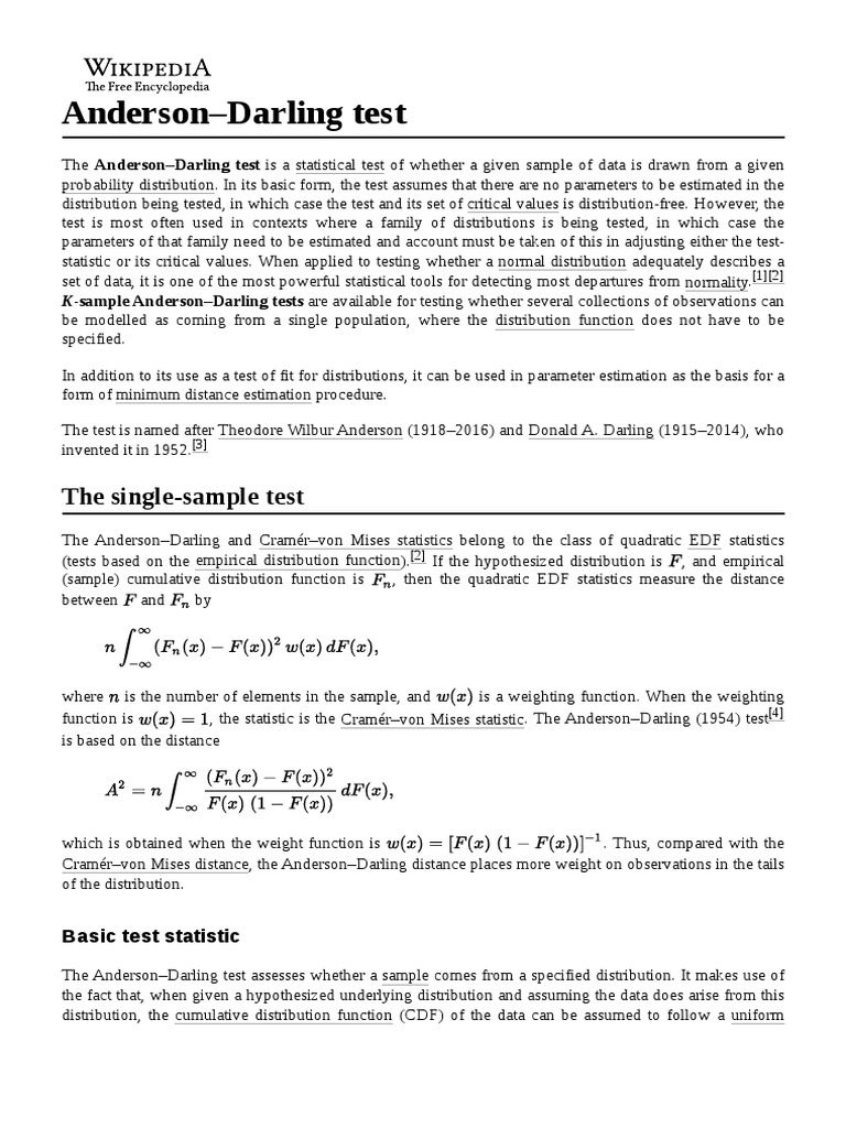 Anderson Darling Test Pdf
