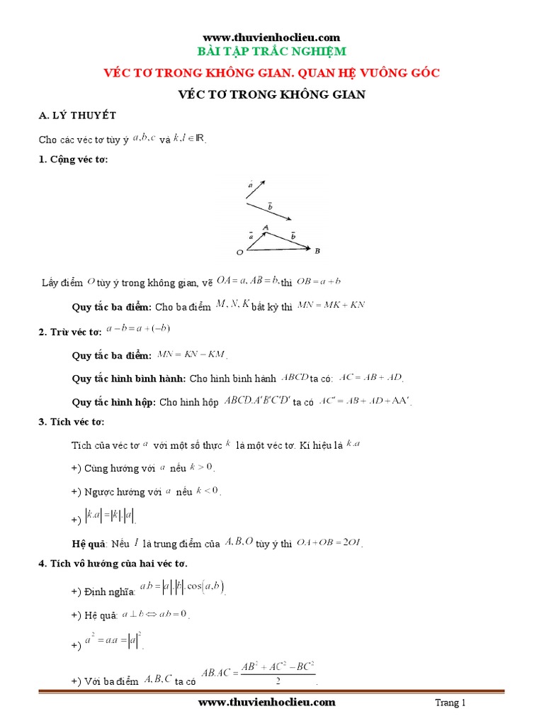 Bai Tap Trac Nghiem Quan He Vuong Goc | PDF