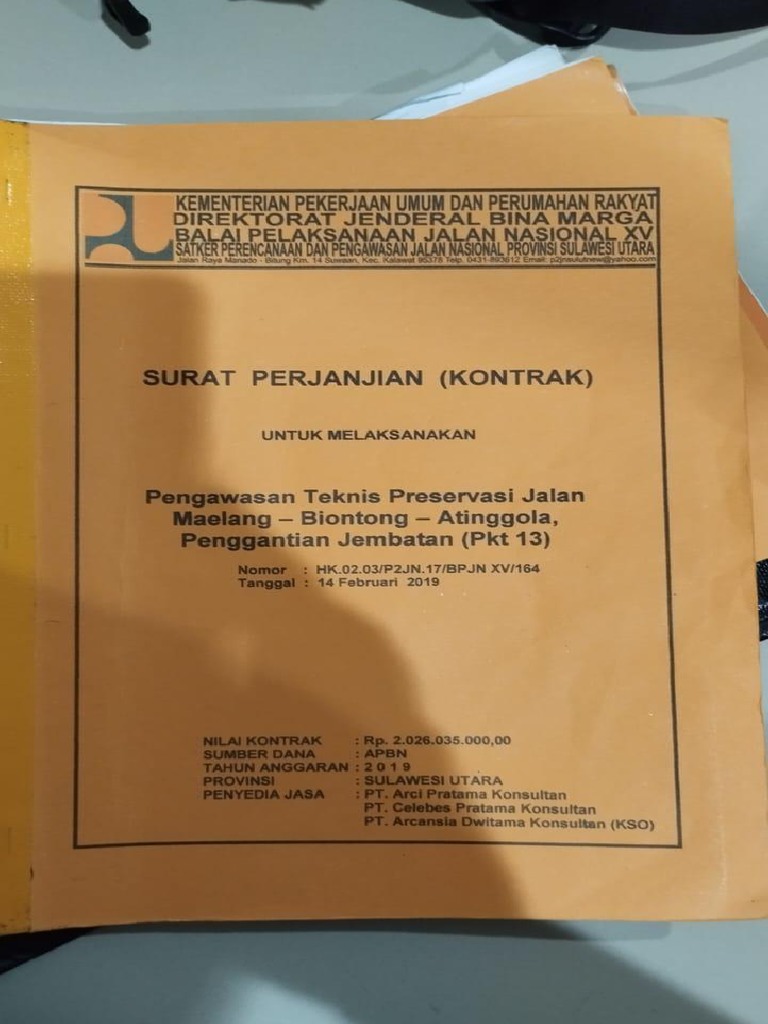 PENGAWASAN TEKNIS PRESERVASI JALAN MAELANG - BIONTONG - ATINGGOLA, PENGGANTIAN JEMBATAN (PKT 13 ...