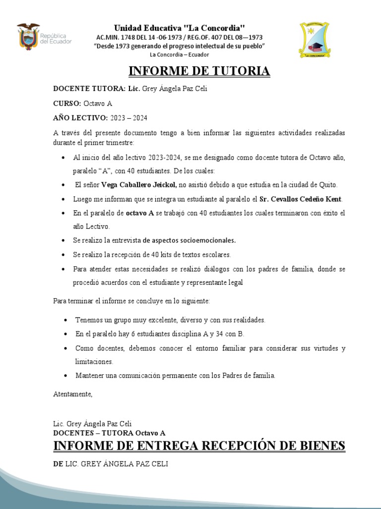 Informe de Tutoria | PDF