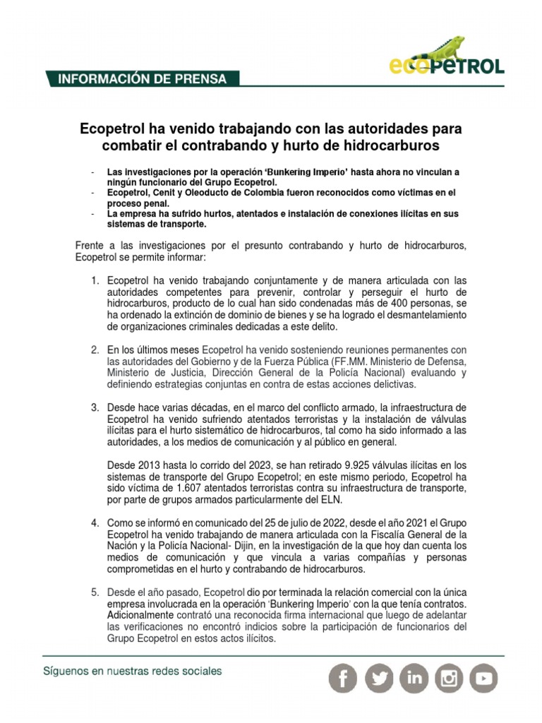 Comunicado Ecopetrol | PDF | Colombia
