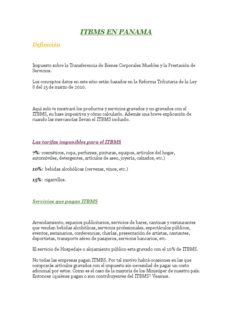 Itbms en Panama | PDF