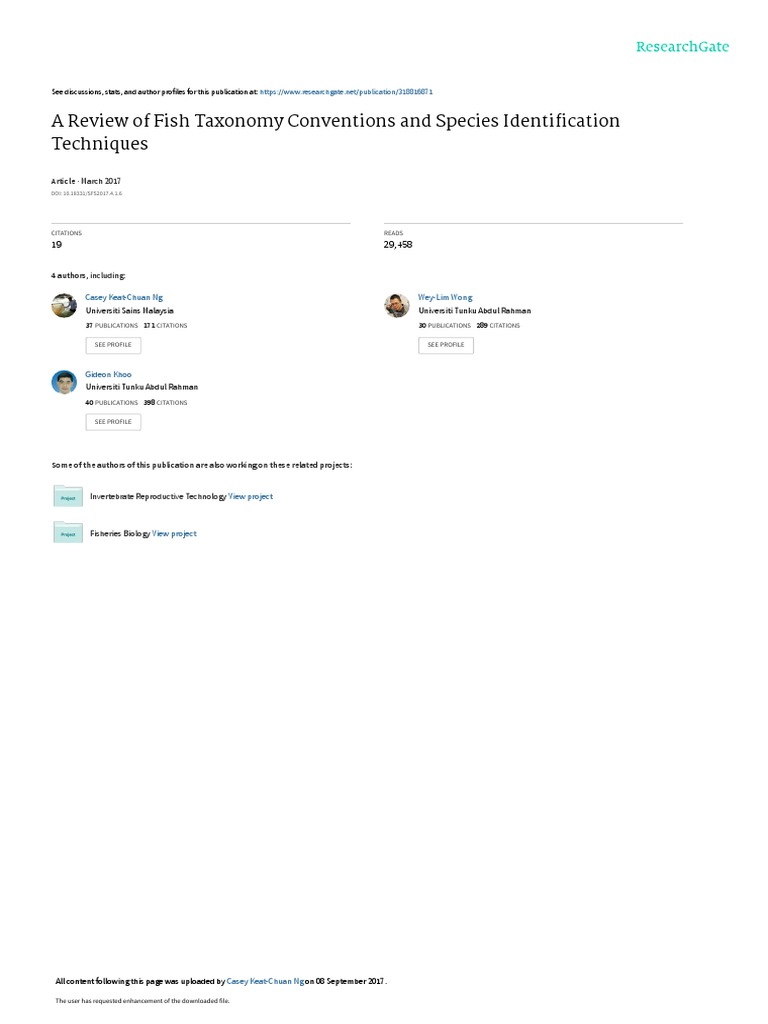 Fish Taxonomy and Identification Review | PDF | Species | Taxonomy ...