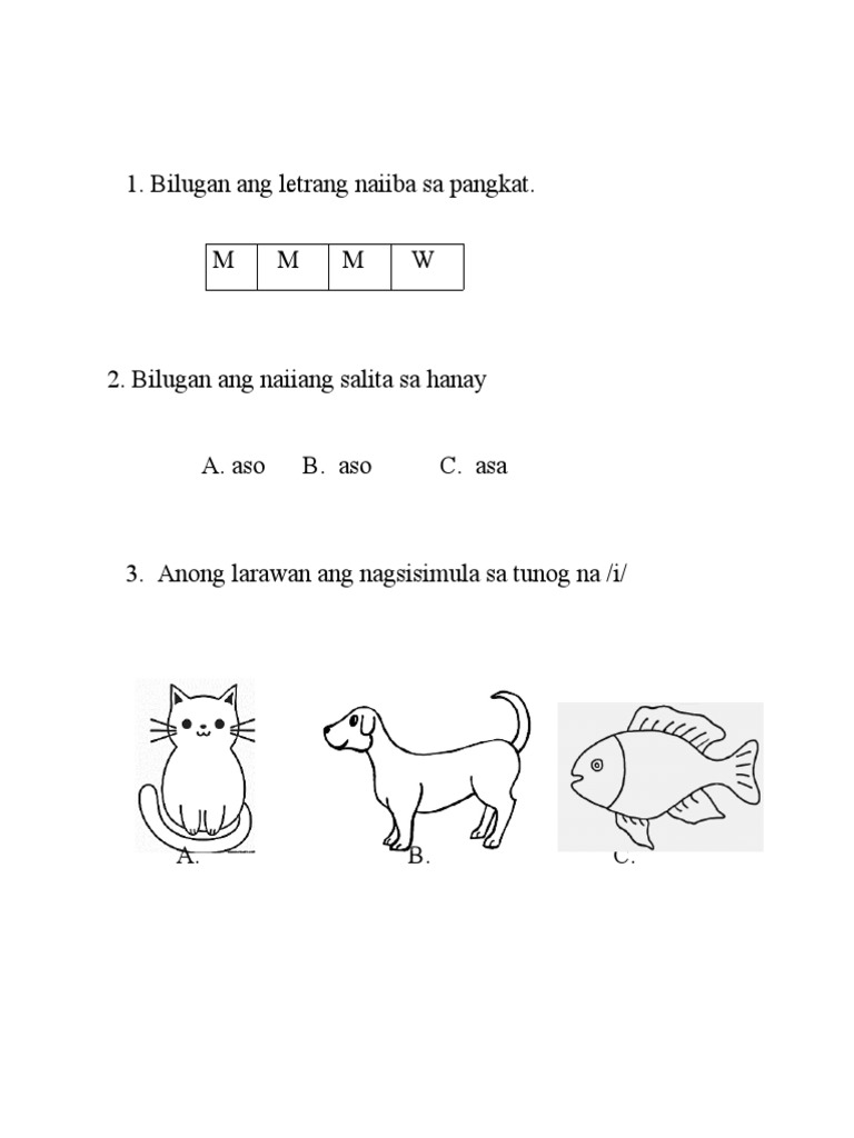 Bilugan Ang Letrang Naiiba Sa Pangkat | PDF