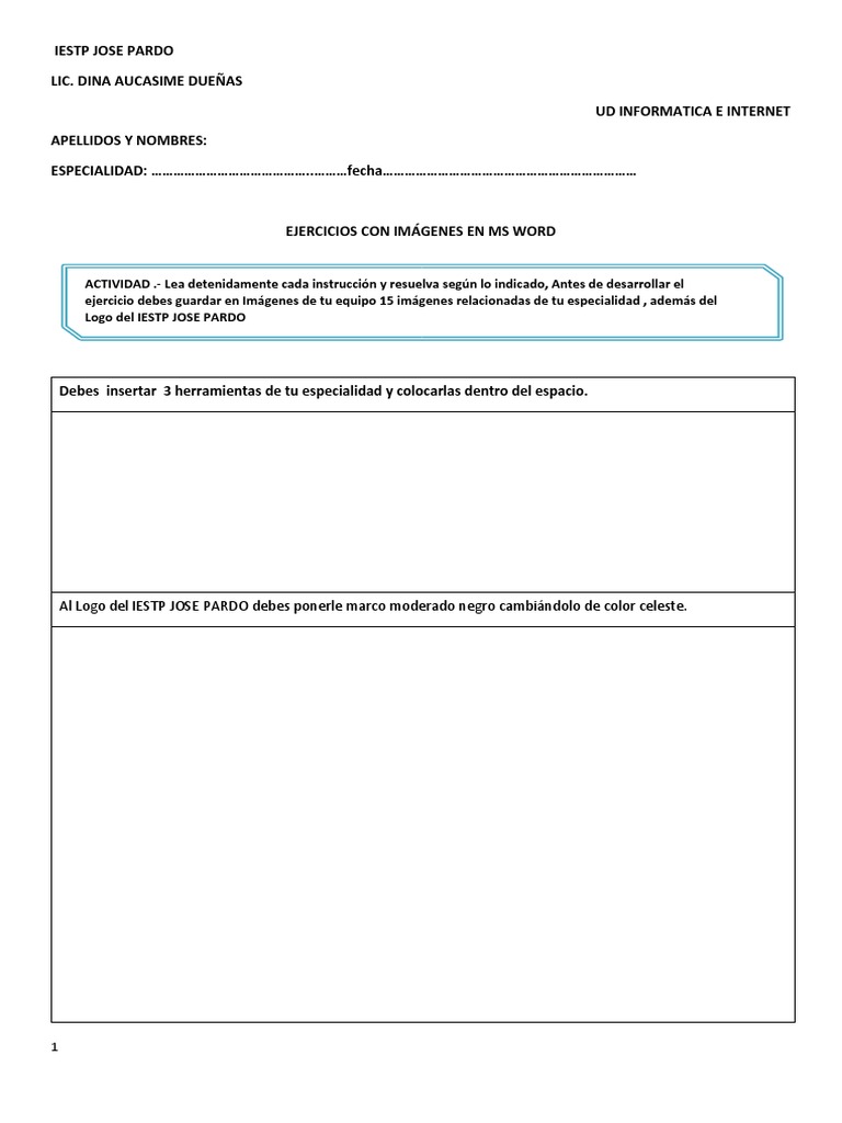 Actividad 6 Ejercicios de Insertar Imagen (6) Aldomar | Descargar ...