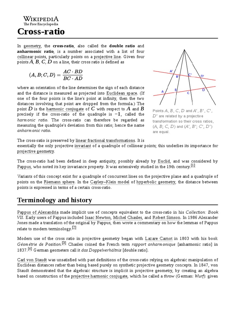 Cross Ratio | PDF | Mathematical Objects | Classical Geometry