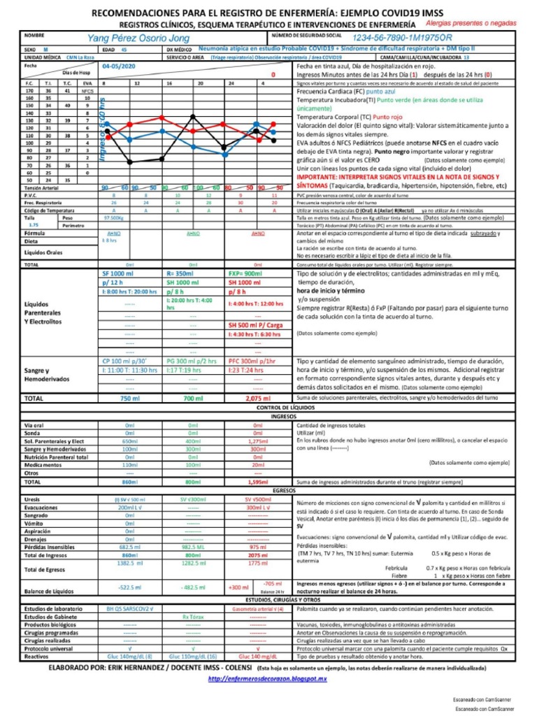 Registros Clínicos Imss Actualizado 2020 Covid19 Ejemplo | PDF