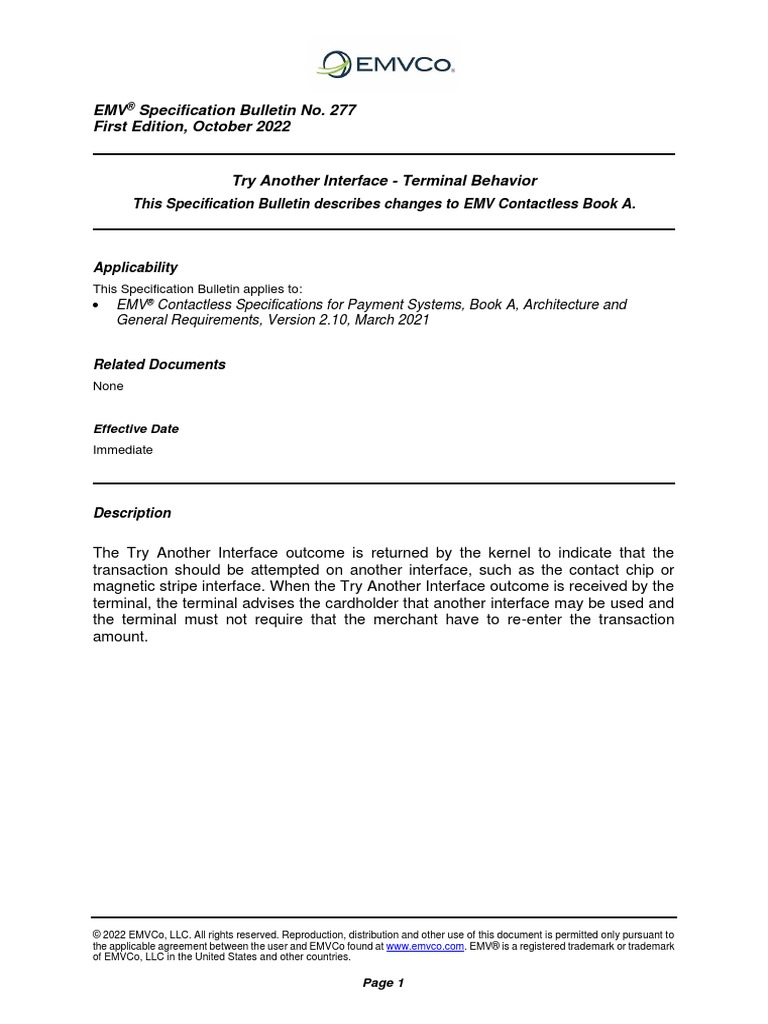 SB277 Try Another Interface Terminal Behavior 1 | PDF | Emv | Property Law