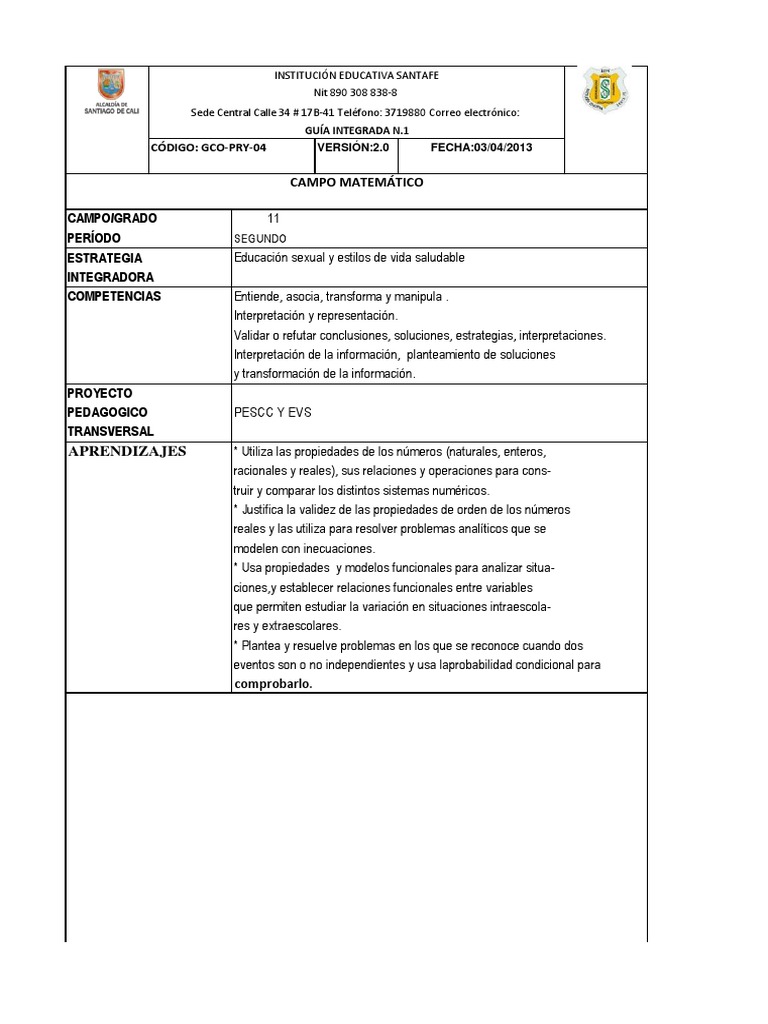 GUIA MATEMATICA 2023 - Segundo Periodo | PDF | Función (Matemáticas ...