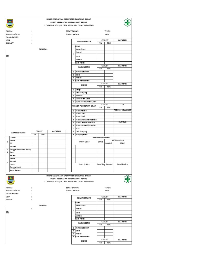 Form Kajian Resep Pdf