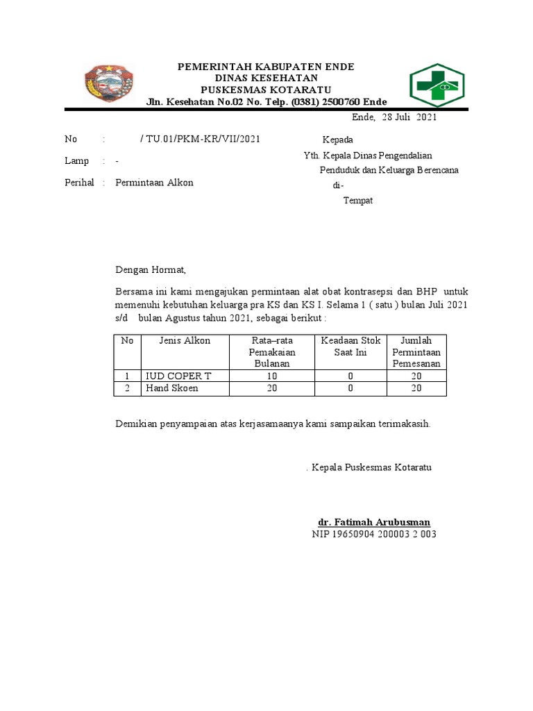 Surat Permintaan KB | PDF