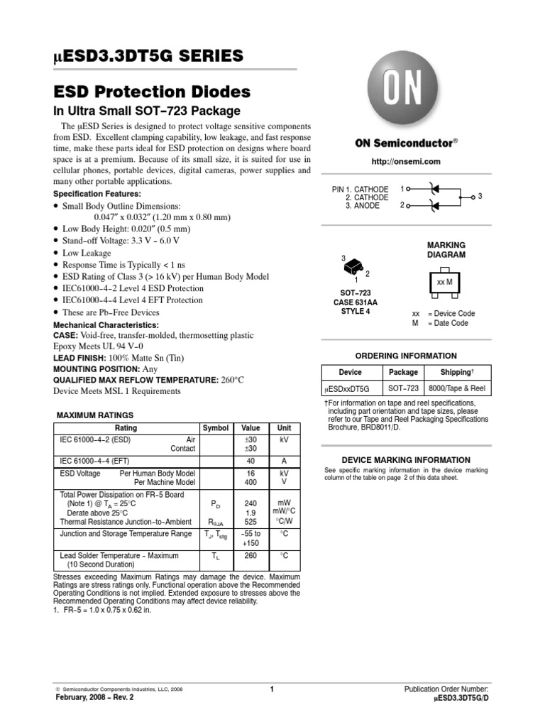 ESD Protection Diodes in SOT-723 Package | PDF | Electrostatic ...