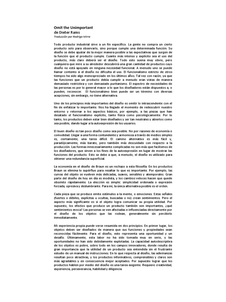 Omit The Uninportant Dieter Rahms | PDF Omit The Uninportant Dieter Rahms | PDF
