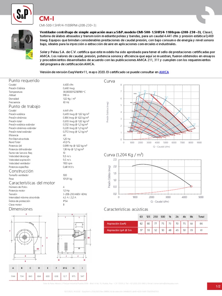 Extractor CMI-500: Especificaciones Técnicas | PDF | Mecanica clasica ...