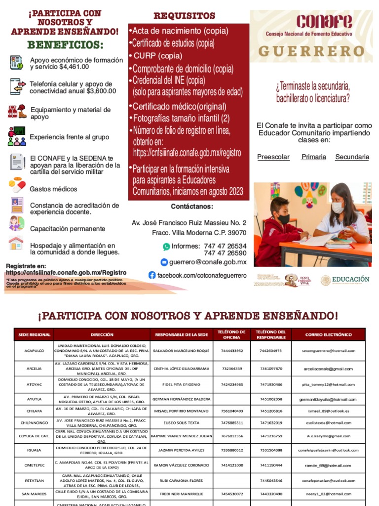 Conafe Triptico 2023 Oficial | PDF