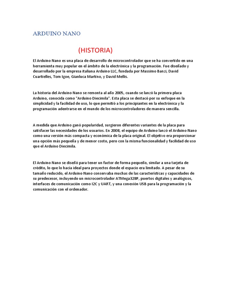 Arduino Nano | PDF | Arduino | Microcontrolador