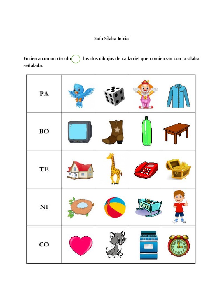 Guía Sílaba Inicial | PDF