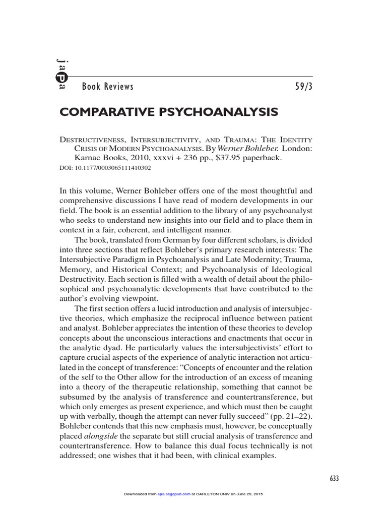 Destructiveness, Intersubjectivity, And Trauma_ the Identity Crisis of ...