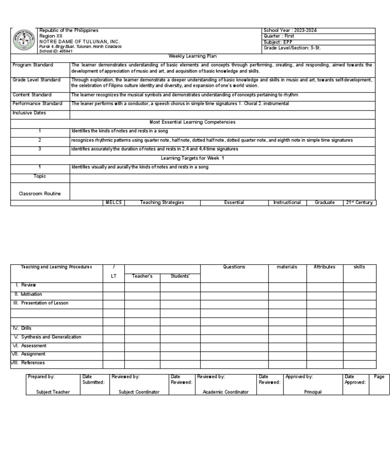 MAPEH Week 1 | PDF | Learning | Teachers