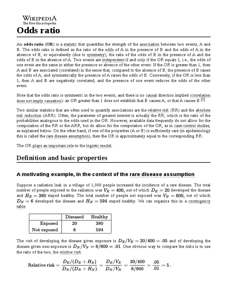 Odds Ratio | PDF | Odds Ratio | Relative Risk