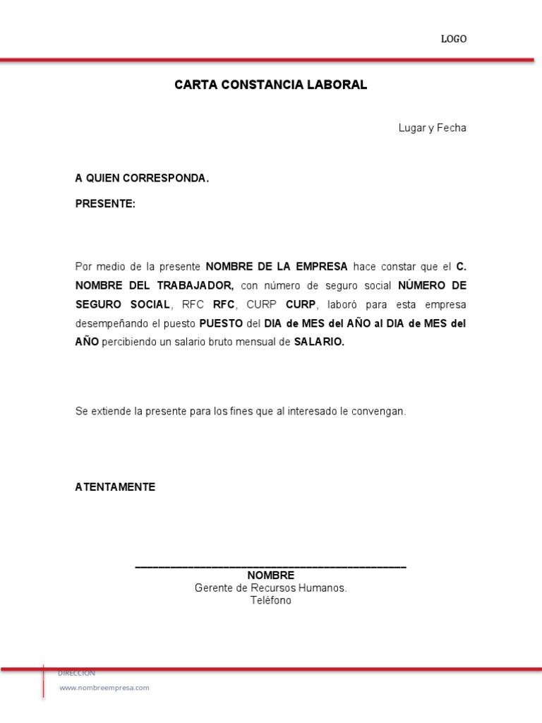 Formato Constancia Laboral | PDF