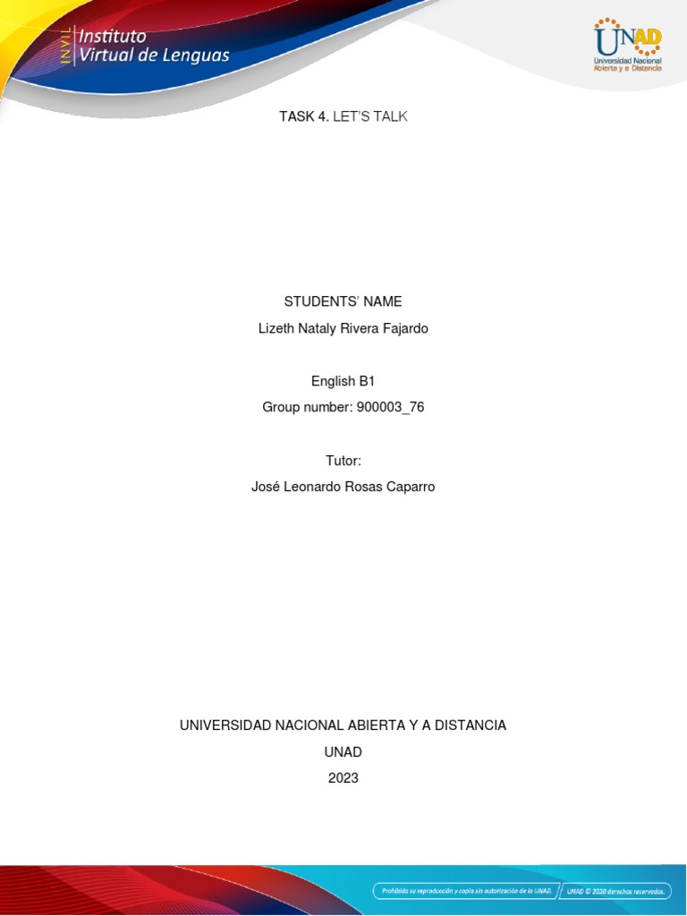 Task 4 - Oral Production - Lets Talk | PDF