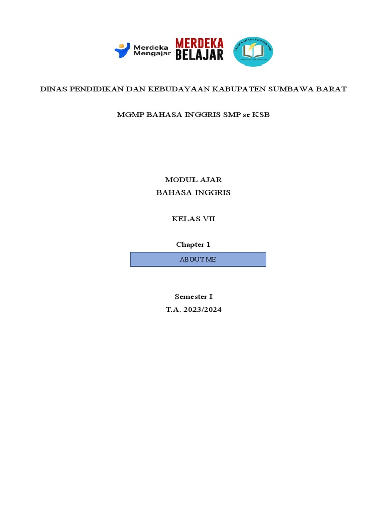 Modul Ajar Chapter 1 - Kelas VII | PDF