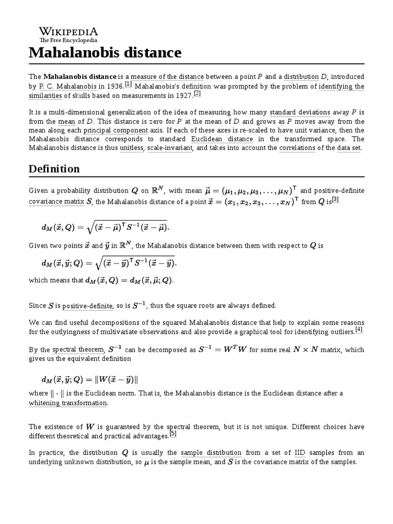 Mahalanobis Distance Explained | PDF
