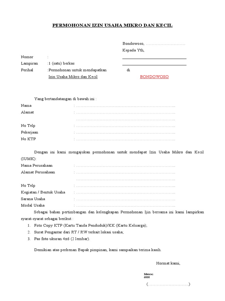 Form Iumk | PDF | Bisnis
