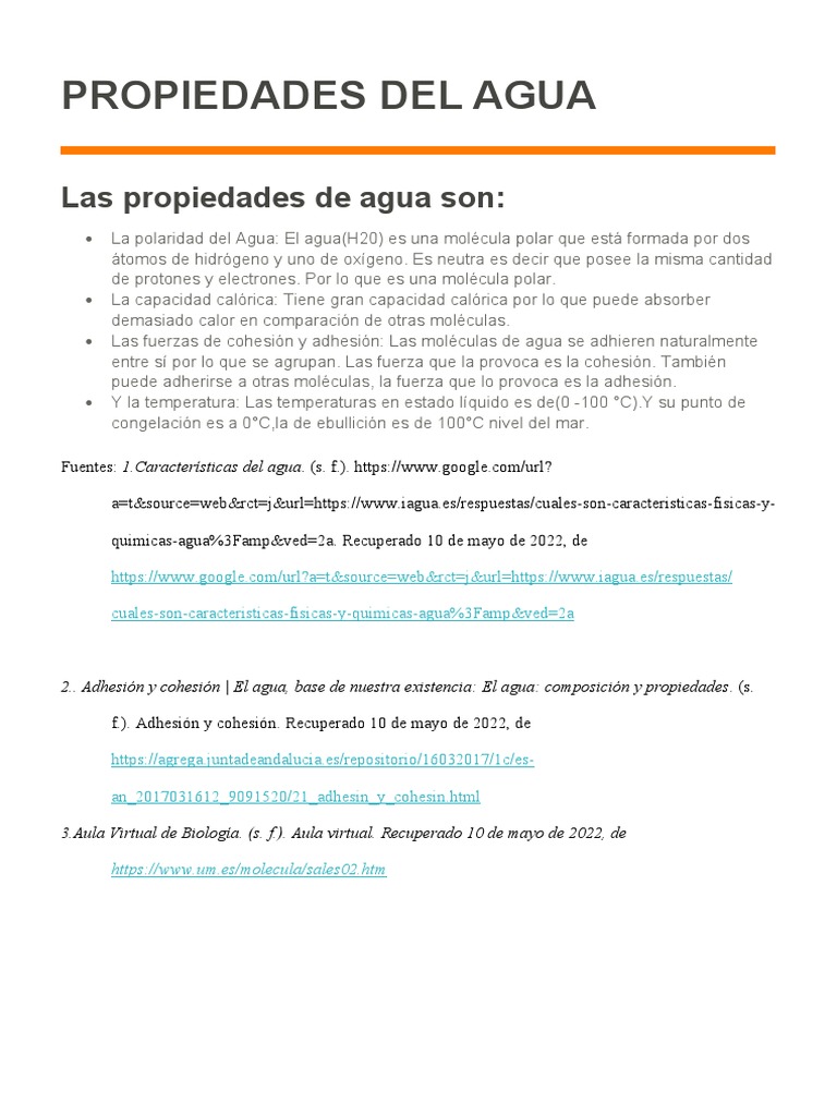 Propiedades Del Agua | PDF