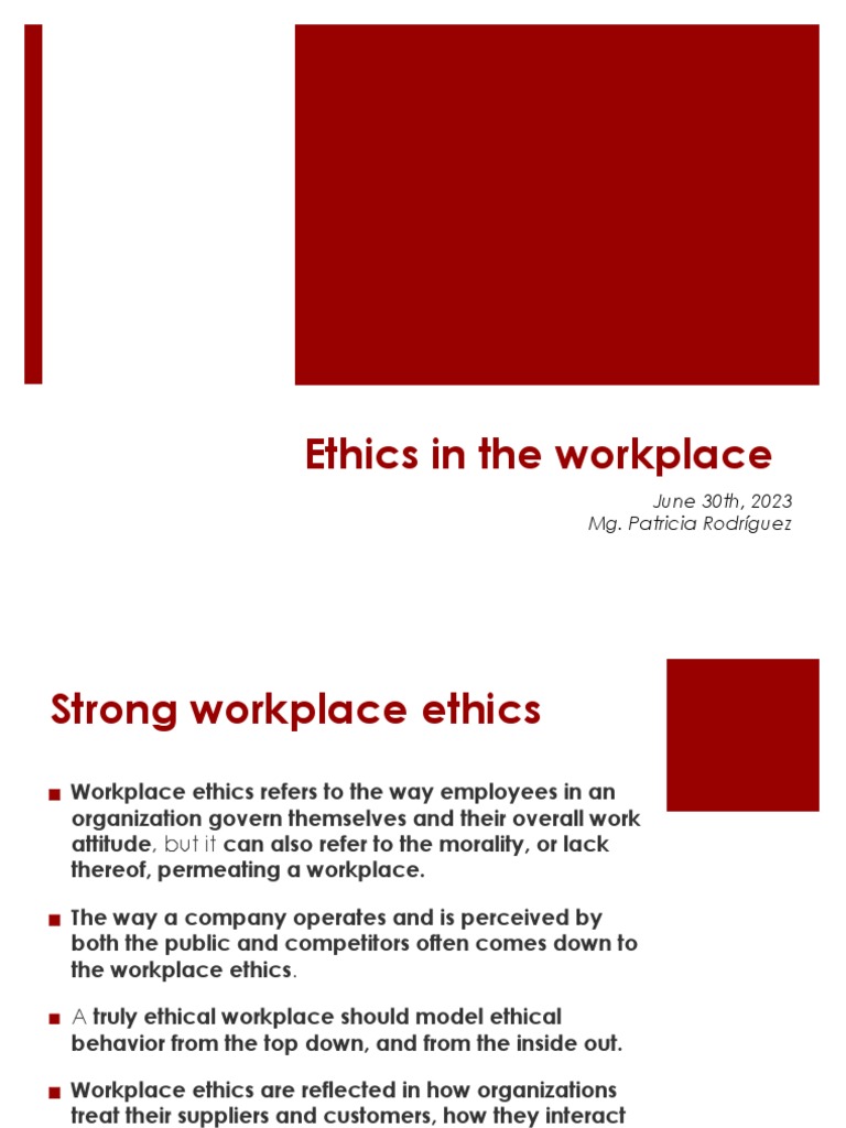 Ethics in The Workplace | PDF | Organizational Culture | Employment