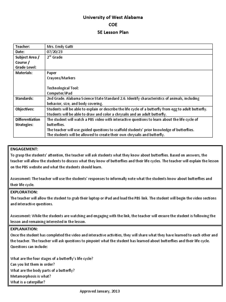 Uwa 5e Lesson Plan Individual | PDF