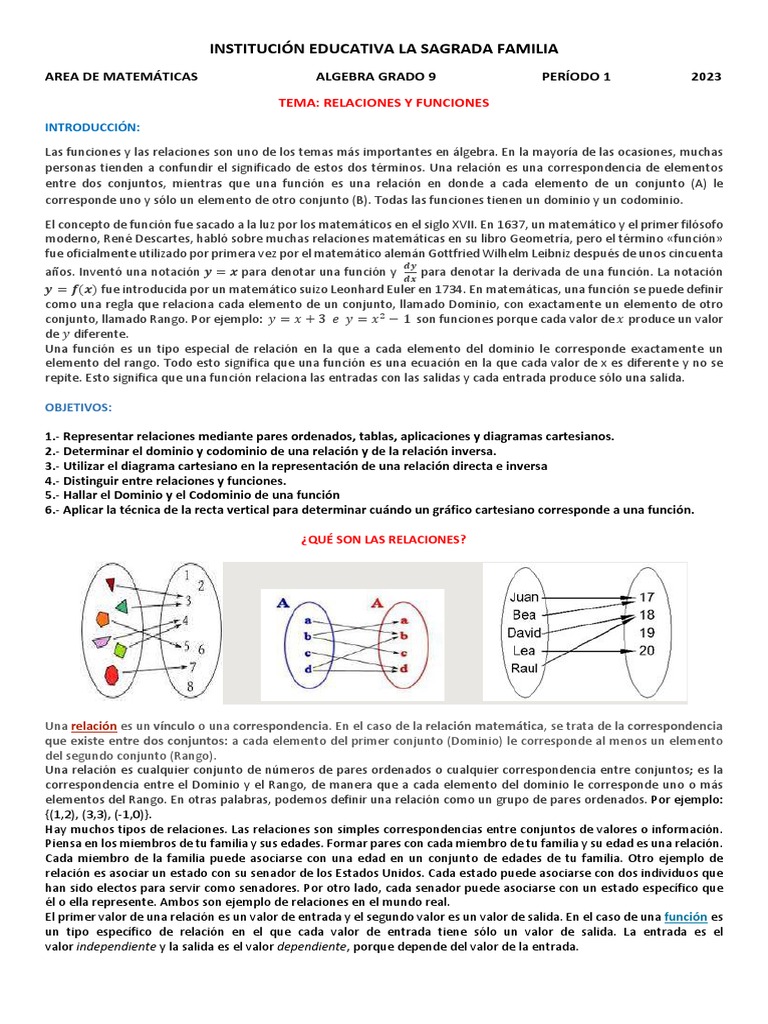 GUÍA Relaciones y Funciones | PDF