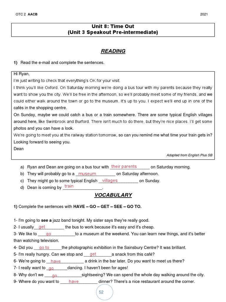 Unit 3 Handout With Keys Pdf