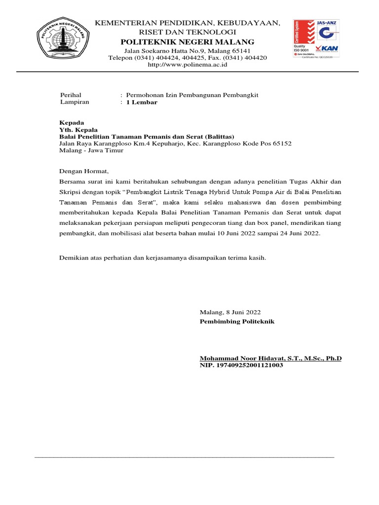 Surat Permohonan Perijinan Pembangunan | PDF