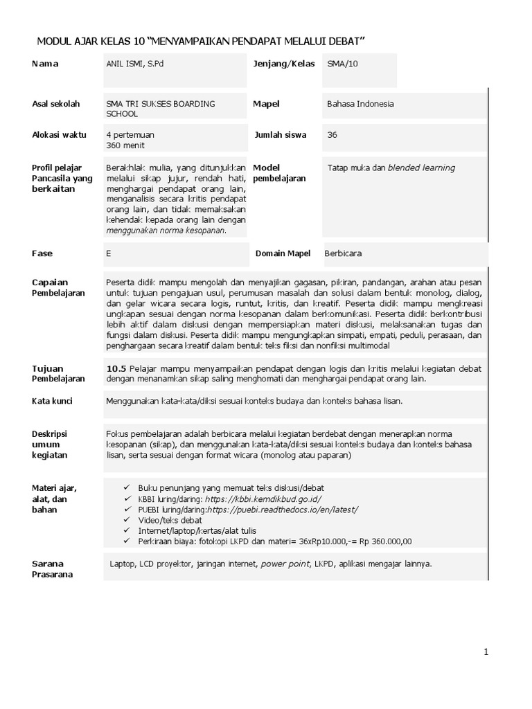 Contoh Teks Debat untuk Siswa SMA | PDF
