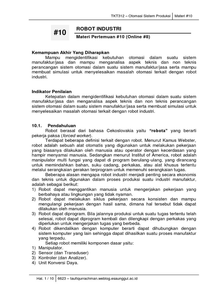 Robot Industri: Konsep dan Jenisnya | PDF