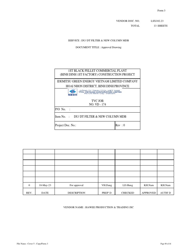 VD174 - MDB-1 - Add Column-Approval Drawing | PDF | Vietnam