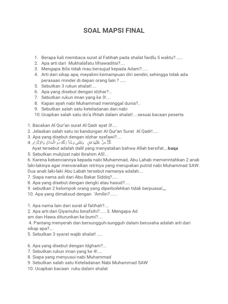 Soal Mapsi Final | PDF