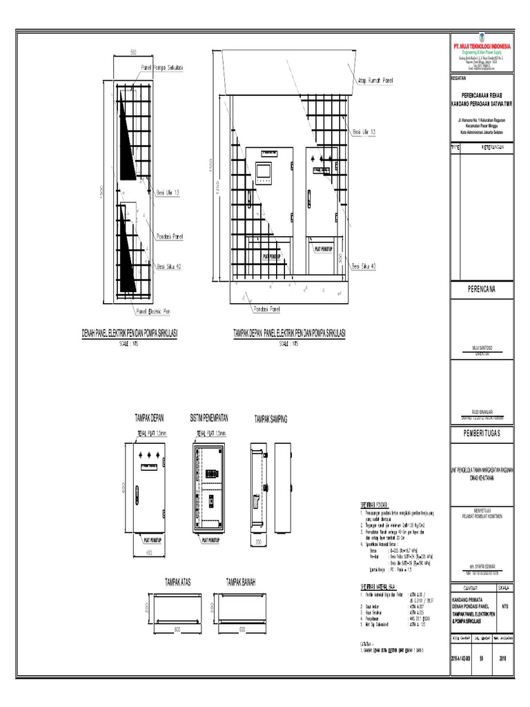 Denah Pondasi Panel, Tampak Panel Pompa Sirkulasi | PDF