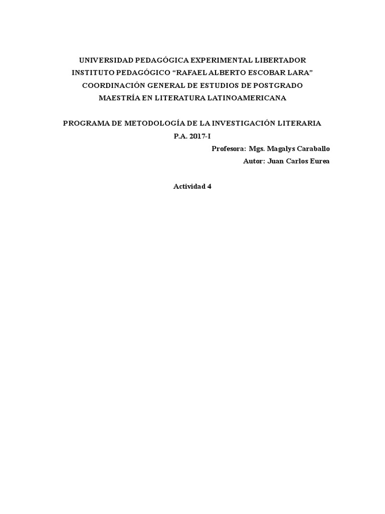 Actividad 4 Metodología de La Investigación Literaria Corr | PDF | Método científico | Análisis