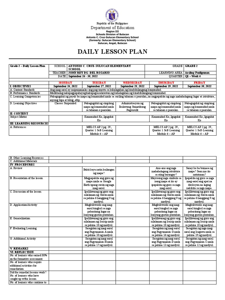 Daily Lesson Plan: Department of Education | PDF