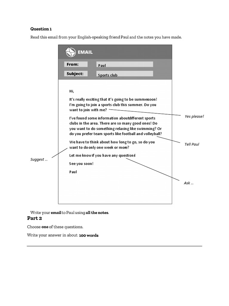 Preliminary PET Writing Sample Paper B UI1 | PDF