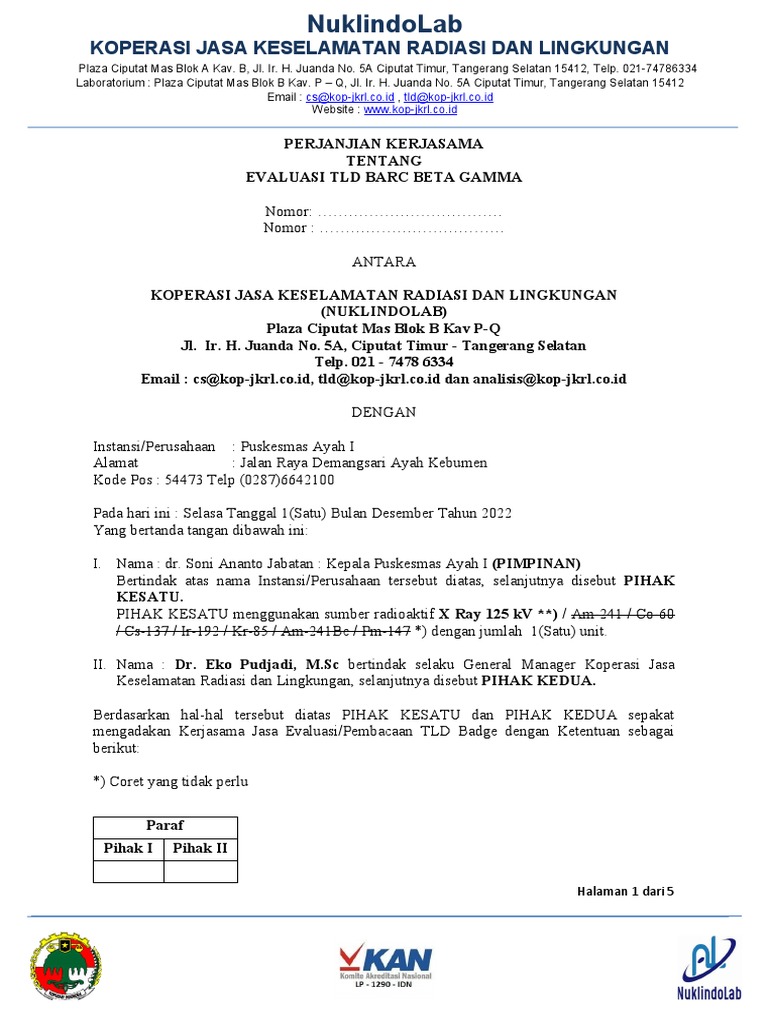 MoU Evaluasi TLD BARC Rev Apr2022 | PDF