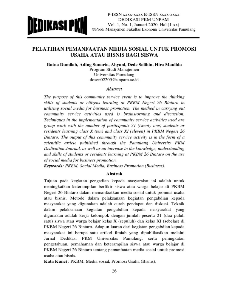 Pelatihan Pemanfaatan Media Sosial Untuk E7c9c086 | PDF