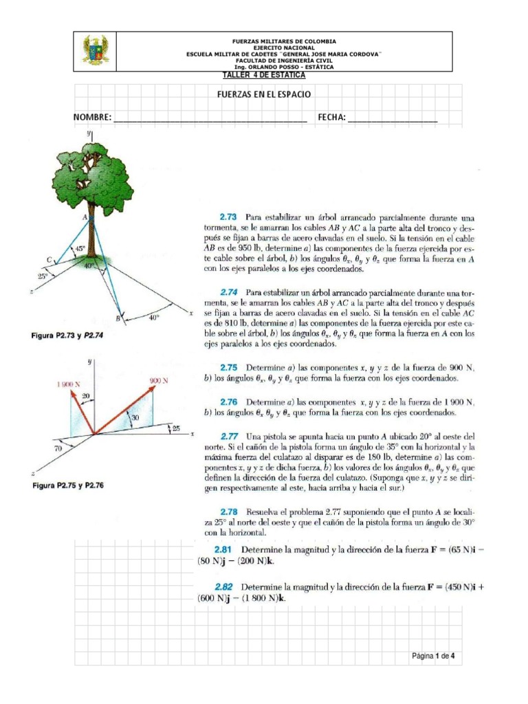 Taller Semana 4 de Estatica | PDF