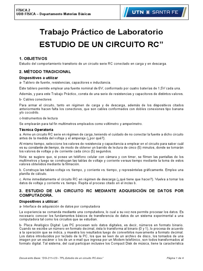 DG-211-r23.1 - TPL Estudio de Un Circuito RC | PDF | Relé | Hardware de la computadora