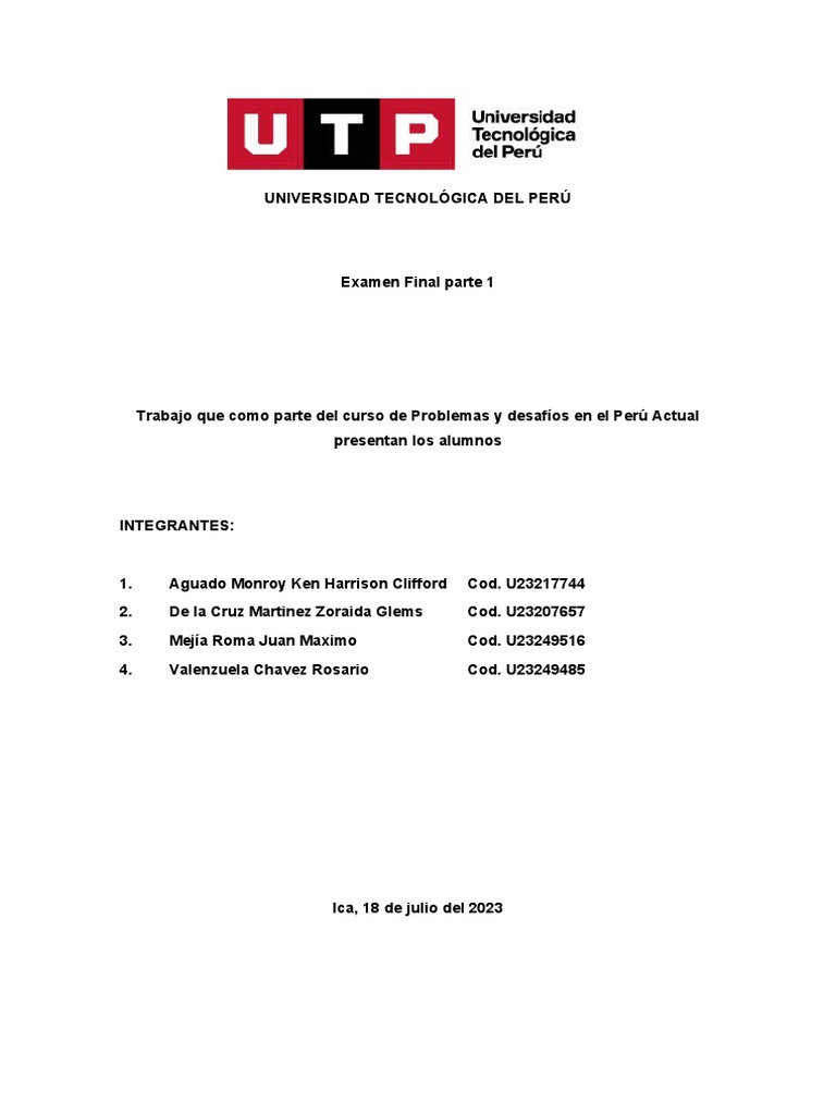 Los Principales Problemas Del Perú Actual | PDF